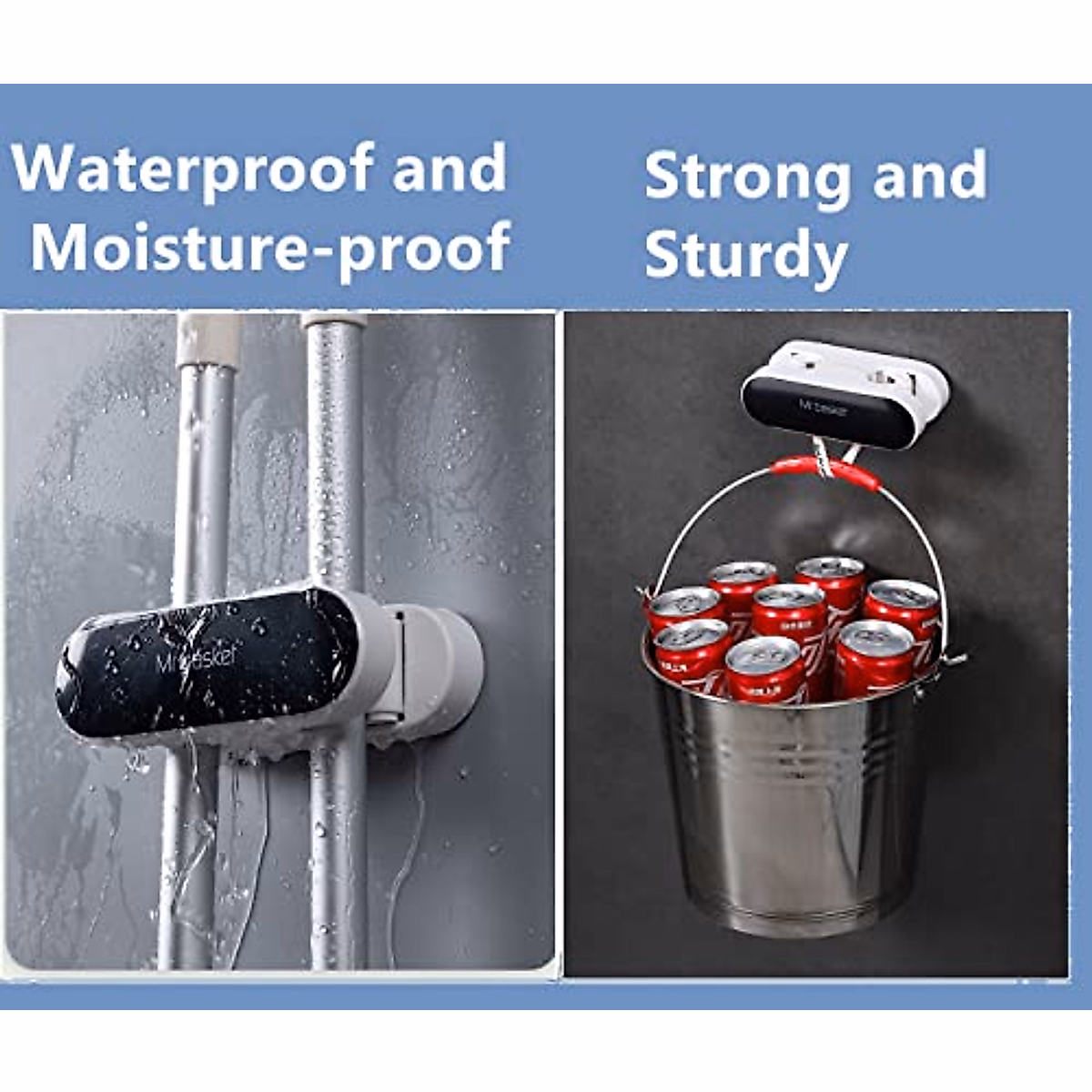 Mop and Broom Holder,Broom and Dustpan Hanger Holder Wall Mount Waterproof Heavy Duty Self Adhesive Gripper No-Drilling,Space Saver Tool Organizers For Kitchen,Garage,Bathroom,Laundry Room(White)