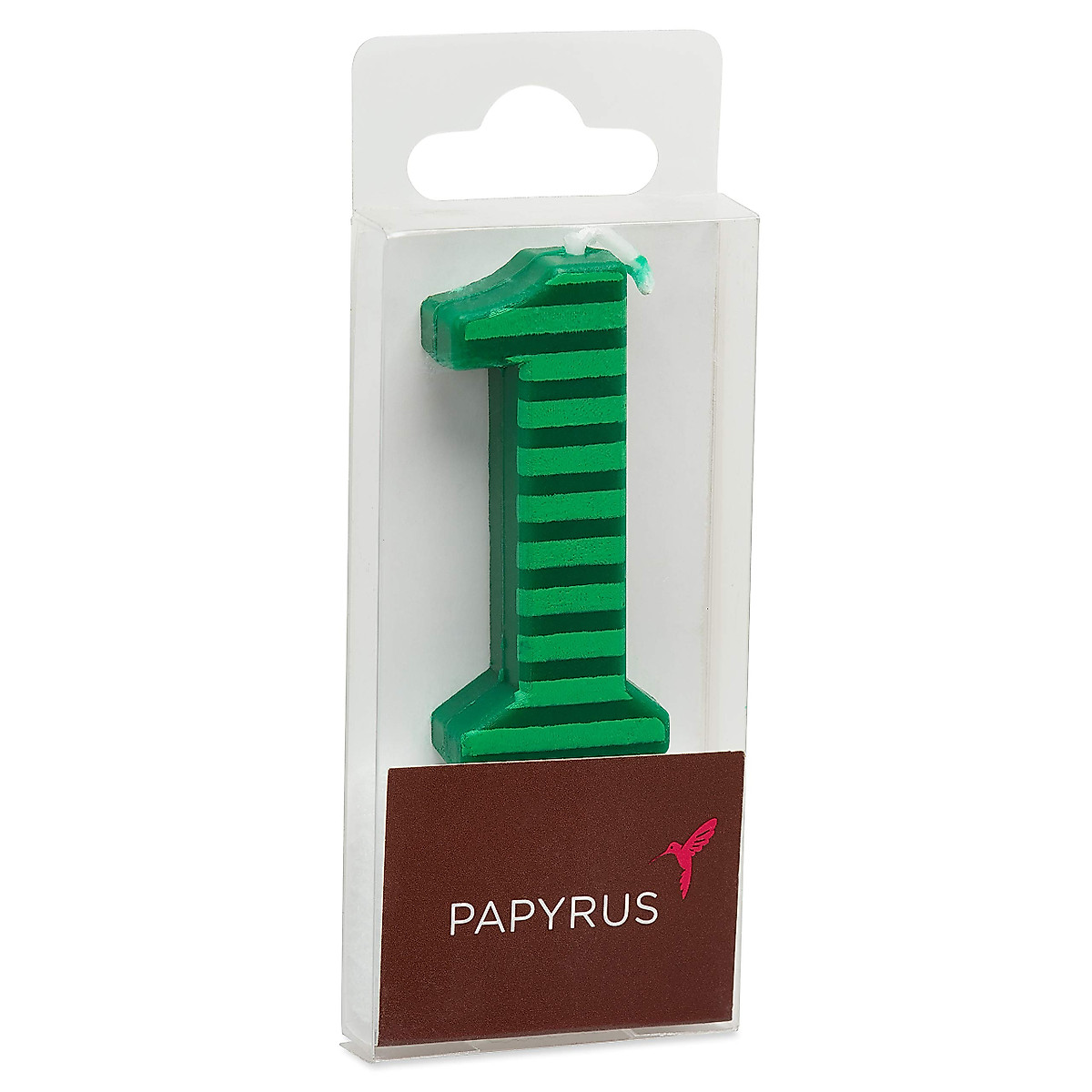 Papyrus Number 1 Birthday Candle, Green Stripes (1-Count)