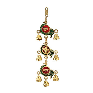 Handicrafts Paradise Hanging in Metal Peacock Shaped with Bells