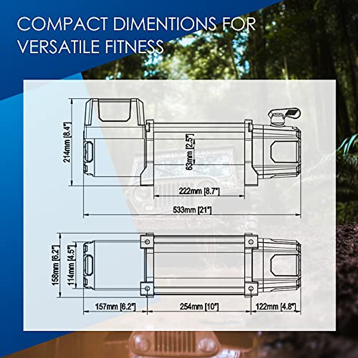 POLESTAR 12V DC 13,000 lb Electric Truck Winch Synthetic Rope 3/8" Diameter, for SUV Trailer Offroad, Waterproof Wireless Remote