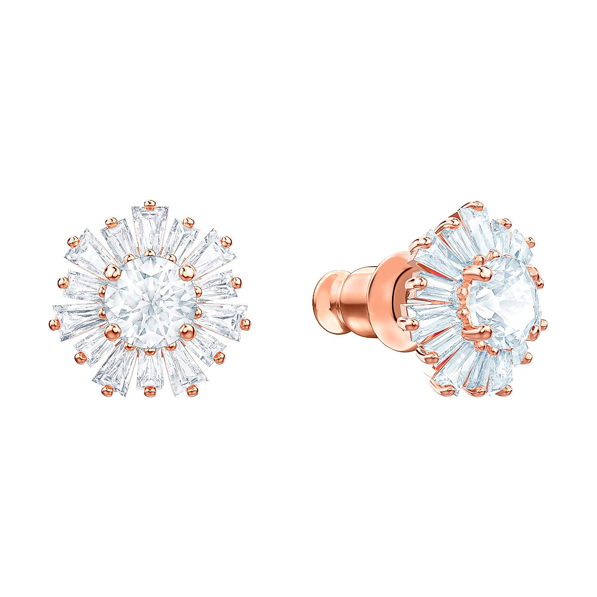 Swarovski Sunshine Collection Stud Earrings with Sun-Shaped White Crystal Centerpiece in a Rose-Gold Tone Plated Setting