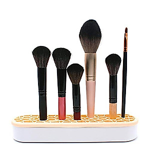 Desktop Storage Box Silicone Makeup Brush Holder Organizers,Cosmetic Storage Box, Brush Drying Rack, Bathroom Organizer, Painting Brush Holder, Art supplies, Craft or Sewing Tools (Nordic pink)