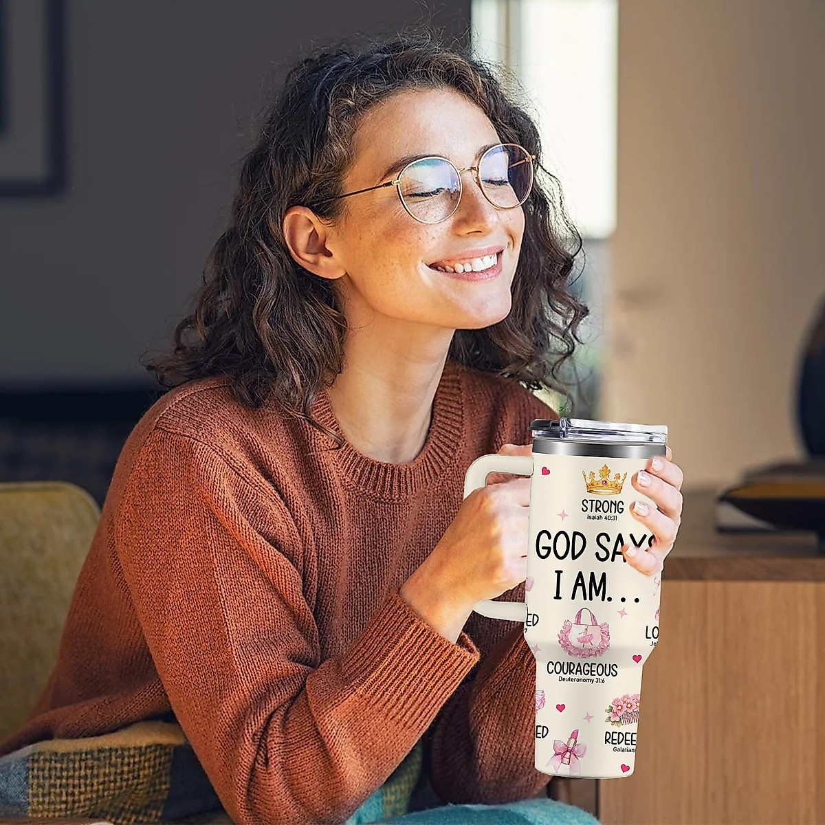 NIAXAUYT Christian Dance Gift, 40 Oz God Says I Am Dancer Tumbler With Handle, Christian Gifts for Girls/Women, Inspirational Religious Birthday Gifts for Dancer Bible Verse Cup, Ballet Dance Gifts