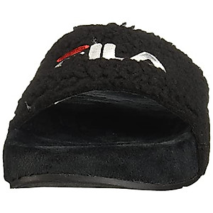 Fila Women's Fuzzy Slide Sandal, Black Red/White, 9