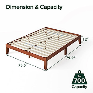 ZINUS Wen Wood Platform Bed Frame / Solid Wood Foundation / Wood Slat Support / No Box Spring Needed / Easy Assembly, King, Cherry