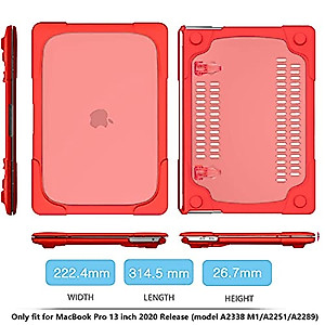 CISSOOK Shockproof Case for MacBook Pro 13 Inch 2023 2022 2021 2020 M2 M1 A2338 A2289 A2251 Model, Heavy Duty Hard Shell Case Dual Layer Cover with Fold Kickstand for MacBook Pro 13 - Red