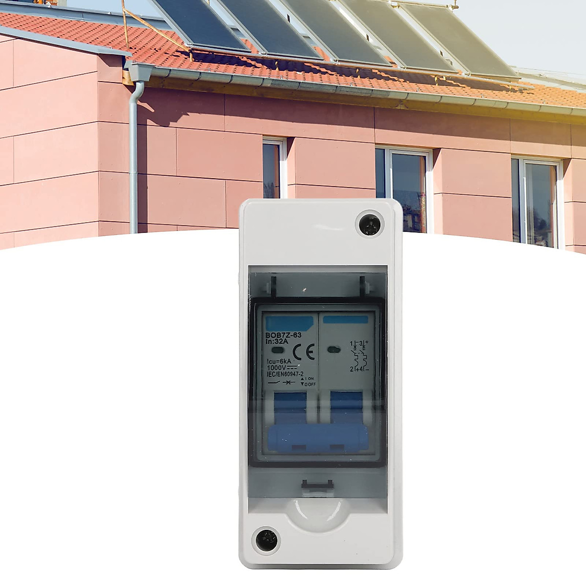 2P 32A 1000V DC Circuit Breaker, 6KA IP65 Waterproof DC Isolator Switch Solar Disconnect Switch for Solar Panel PV System Renogy Solar Panels Switch Panel Solar Panel Disconnect Switch