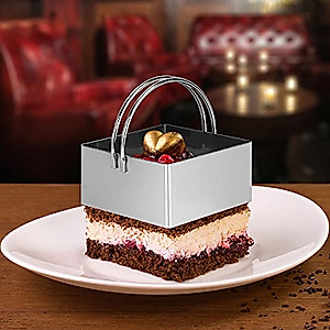 HUINF Biscuit Cookie Cutter Set, Stainless Steel 5 Pieces Square Cookie Cutters with Handle, Square-Shaped Molds Professional Kitchen Dough Tools for Baking