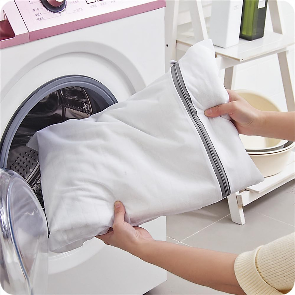 3Pcs Durable Fine Mesh Washer Bags For Delicate Clothes. Suitable For Full-size Washing Machines and Portable Washing Machines, 12 x 16 inches (XYD-6)