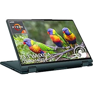 Lenovo Yoga 6 2-in-1 Convertible Touchscreen Laptop, 13.3" WUXGA (1920 x 1200) Laptop, 8GB RAM, 1TB SSD, AMD Ryzen 5 7530U(Beat Intel i7-1165G7), Thin, WiFi 6, Backlit KB, Win 11 Home, Dark Teal