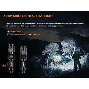 Fenyee Tactical Flashlight Adjustable 350 Yards 1200 Lumen LED Light with Offset Mount for Outdoor Hunting