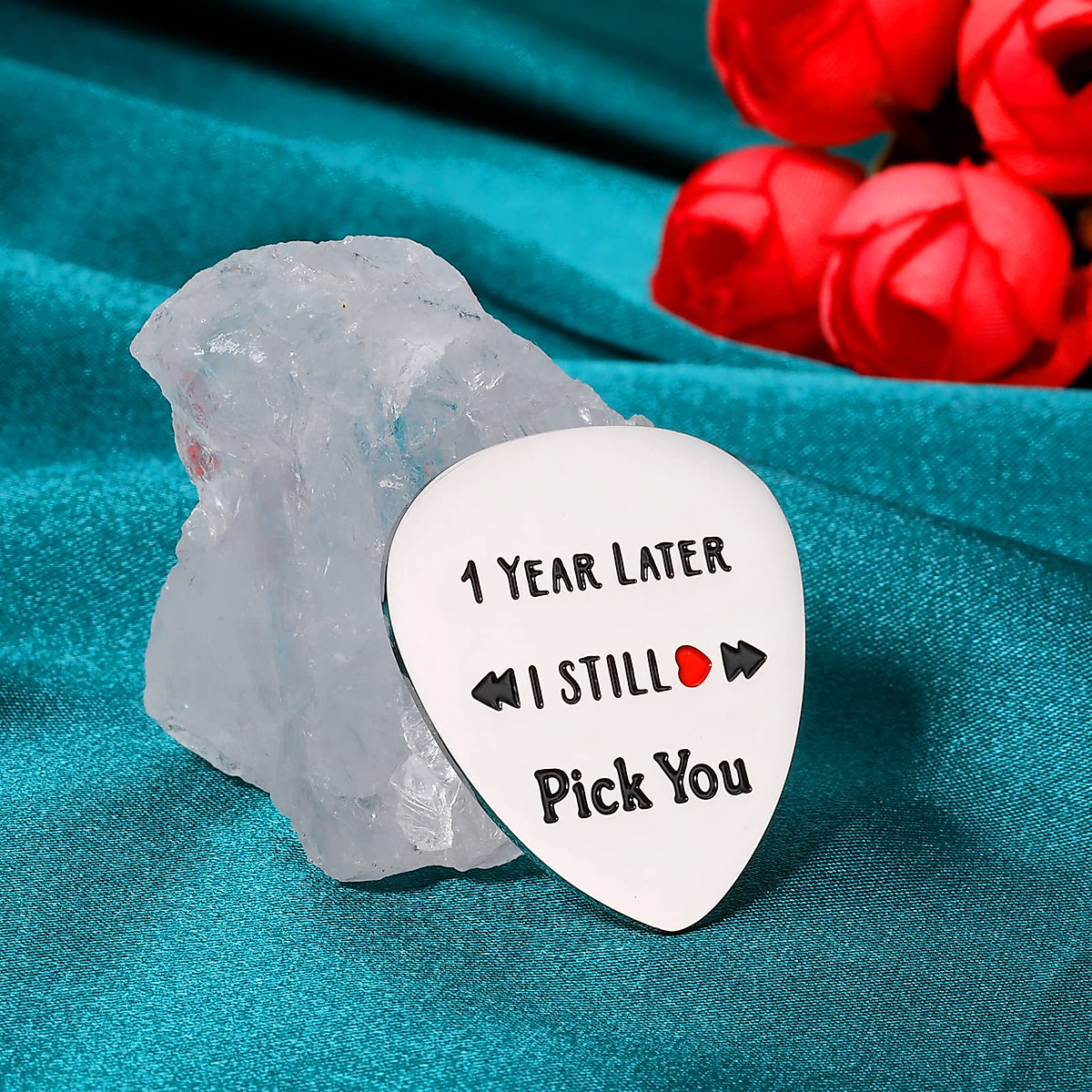 1 Year Anniversary Present Gifts for Boyfriend Girlfriend Men Women Him Her Musician Boyfriend Guitar Pick One Year Wedding Anniversary Christmas Gifts for Husband Wife First Valentines Day Birthday