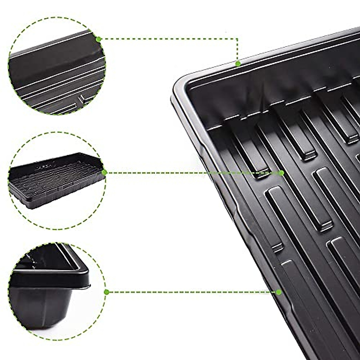 Cezoyx 10 Pack Plant Growing Trays with No Drain Holes, 15 x 11 x 2.5 Inch Garden Seed Starter Trays Hydroponics Growing Trays Nursery Tray for Seedlings, Indoor Gardening, Growing Microgreens