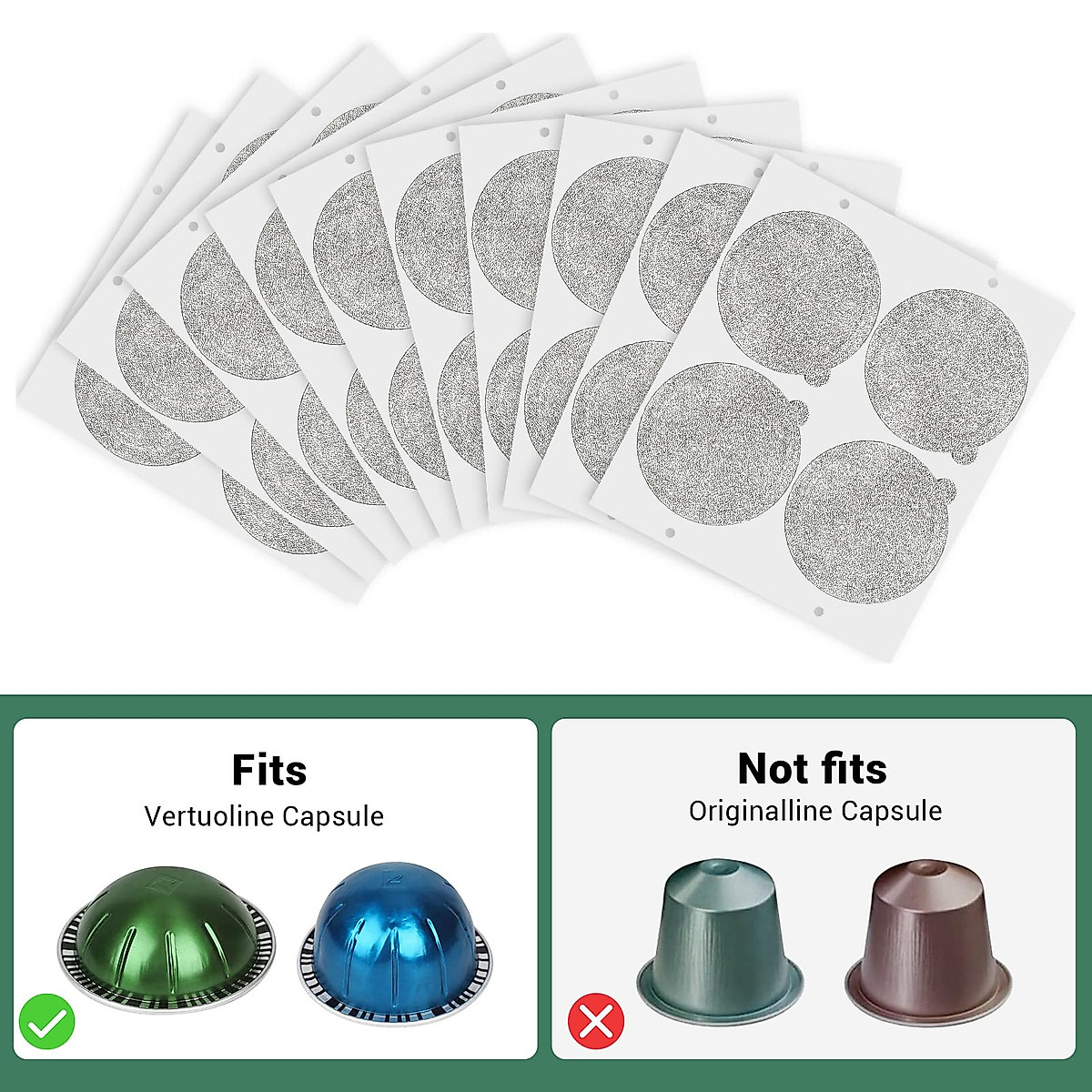 Aluminum Foils Lids to Reuse Vertuoline Capsules Coffee Pods and Refillable Pods，Compatible with Nespresso VertuoLine Machine, 64mm (100pcs)