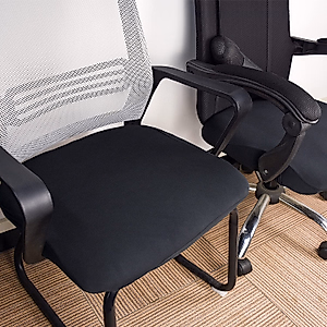 2 Pack Removable Washable Office Computer Chair Seat Covers, Desk Rotating Chair Seat Slipcovers Protectors - Black