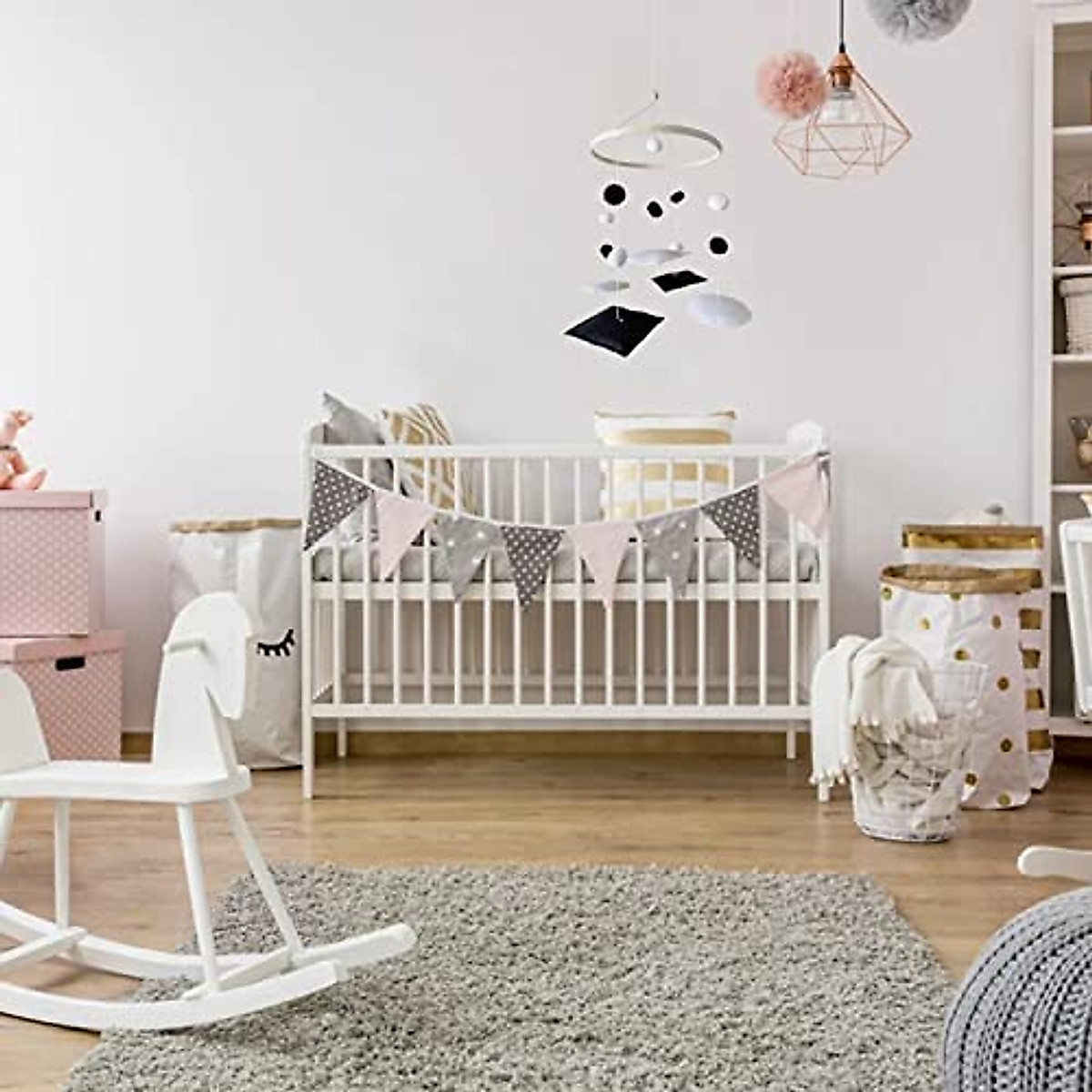Vlokup Montessori Mobile, Black and White Woodland Baby Crib Mobile, Neutral Nursery Mobile Decoration for Pack N Play, for Baby Boy & Girl