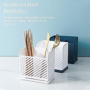 ceramic Utensil Caddy Chopsticks Rack with Spoon Storage Box for Cutlery Basket Pen Holder chopstick holder (Color : White)