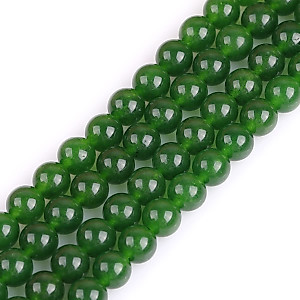 GEM-Inside Natural 8mm Green Taiwan Jade Gemstone Loose Beads Round Crystal Energy Stone Power for Jewelry Making 15"