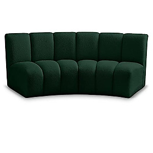 Meridian Furniture 643Green-2PC Infinity Collection Modern | Contemporary Upholstered 2pc Modular Sectional with Luxurious Deep Channel Tufting, Green, 83" W x 41" D x 32.5" H