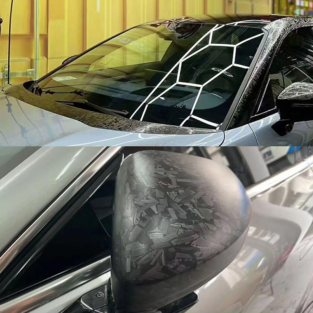 Lypumso Matte Black Forged Carbon Fiber Vinyl Wrap Roll, Anti-Wrinkle Bubble Free Replacement Car Sticker, Premium Self Adhesive Car Wrap Vinyl Automotive DIY Interior Exterior 1ft x 5ft