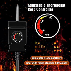 Hisencn Grill Heating Element Replacement Parts for Masterbuilt 30-inch Electric Smokers 20070210/MB20070210, with Adjustable Thermostat Cord Controller for Most Smokers and Grills 1500 Watt 110 Volt