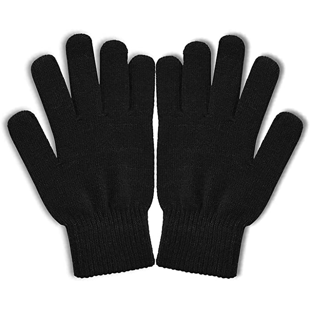 UWEIDOIT 3 Pairs Black Knit Gloves, Winter Magic Gloves, Warm Gloves for Adults, Stretchy Warm Knit Gloves For Men Women