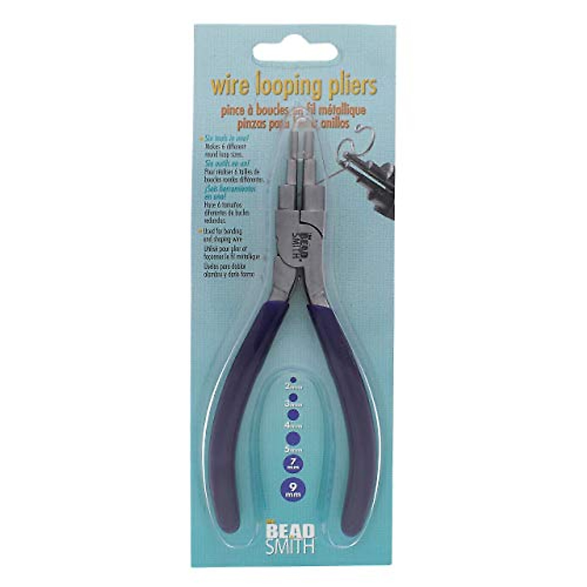 The Beadsmith Wire Bending Pliers - Consistently make up to 6 size loops & jump rings, 2-9mm - 5.75" long (160mm) - Polished Steel Head, Comfort Grip Handle, Tool for Jewelry Making
