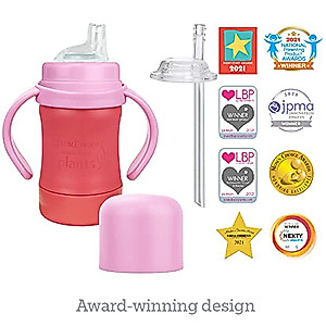 Green sprouts Sprout Ware Sip & Straw Cup made from Plants | Non-toxic Plant-based Plastic Transition Sippy Cup without BPA, BPS, BPF | Soft Silicone Spout and Straw | Easy-grip Handles