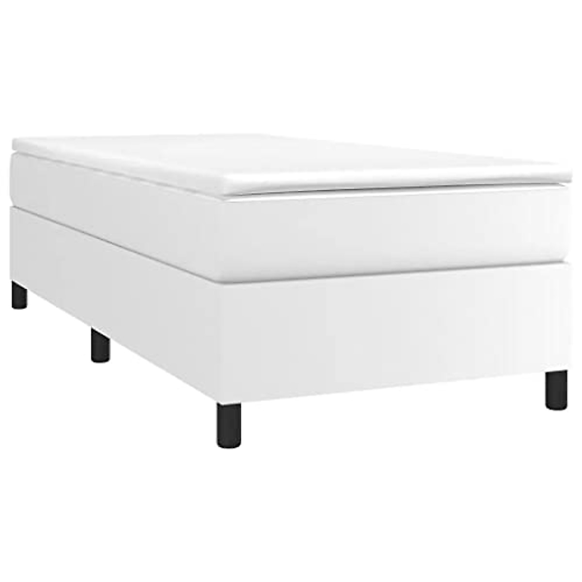 vidaXL Box Spring Bed Frame Home Indoor Bed Accessory Bedroom Upholstered Single Bed Base Furniture White 39.4"x79.9" Twin XL Faux Leather