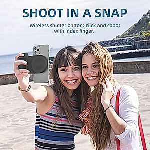 HAFOKO Magnetic Smartphone CapGrip Camera Cell Phone Handle Grip Photo 10W Wireless Charging Stand Phone Holder with Bluetooth Wireless Remote Control Compatible for iPhone Samsung Video Shooting