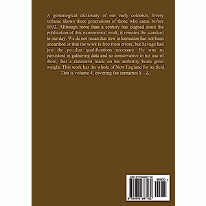 A genealogical dictionary of the first settlers of New England, Volume 4: Surnames S-Z