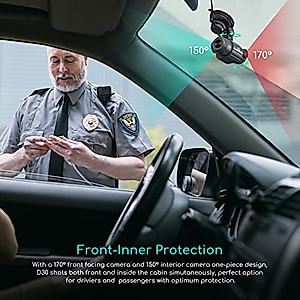 1440P QHD Built-in GPS Wi-Fi Dash Cam, Front and Inside Car Camera Recorder with Infrared Night Vision, Supercapacitor, 4 IR LEDs，G-Sensor, Parking Mode, Loop Recording (D30S)