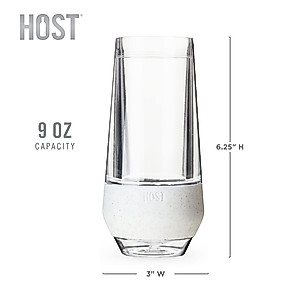 HOST Champagne Freeze Stemless Wine Glasses, 9oz Set of 4, Freezer Cooling Cups, Mothers Day Gifts, Mom Birthday Gifts, Gifts for Women, Glitter