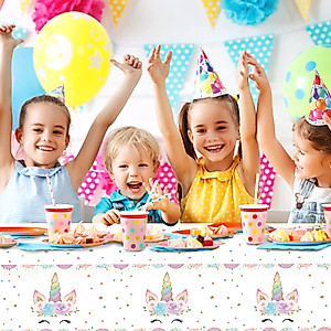 DaiUni 1PCS Unicorns Party Tablecloths for Birthday Party Decoration, Plastic Disposable Rectangle Party Table Covers for Kids Girls Birthday Baby Shower Party Supplies, 54" x 108"