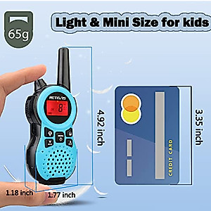 Retevis RT38 Walkie Talkies for Kids, Kids Walkie Talkie 3 Pack, Toy Gifts for Boys Girls,22 CH Hands Free Small Size USB Port, Long Range Family Camping Traveling(Red Blue Green)