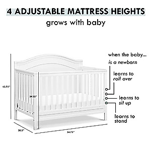DaVinci Charlie 4-in-1 Convertible Crib in White, Greenguard Gold Certified