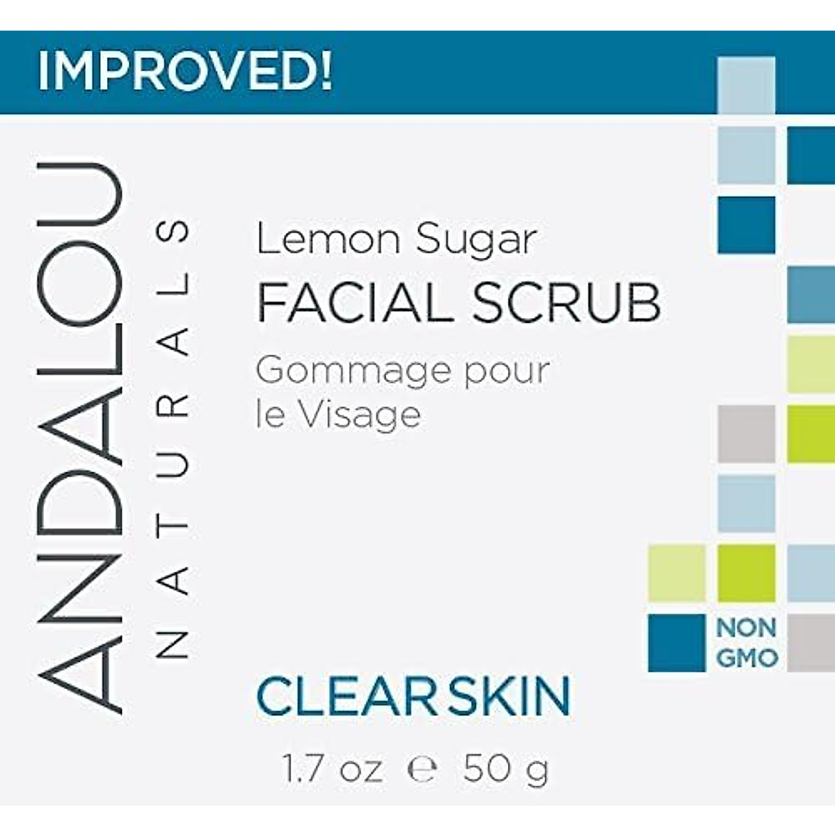 Andalou Naturals Lemon Sugar Facial Scrub, 1.7 oz., Gently Exfoliates and Cleanses for a Clearer, Brighter, and Balanced Looking Complexion, with Meyer Lemons and Manuka Honey