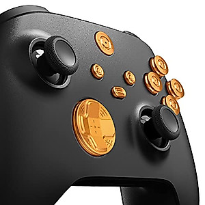 eXtremeRate Metal Gold Buttons for Xbox Core Wireless Controller, 9 in 1 Custom Accessories Aluminum Alloy Dpad ABXY Start Back Share Home Keys Replacement Parts for Xbox Series X & S Controller