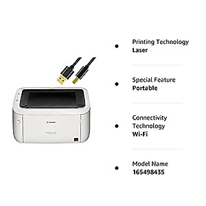 Canon Wireless Laser Printer Black and White Home Laser Printer Small Wireless Monochrome Printer for Home and Office Use, Compact Design with 6 Ft NeeGo Printer Cable