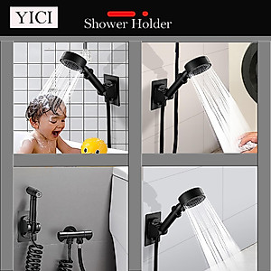 YICI Handheld Shower Bracket Shower Head Holder No Drilling Strong Adhesive Hand Shower Holder Angle Adjustable(Standard Black)