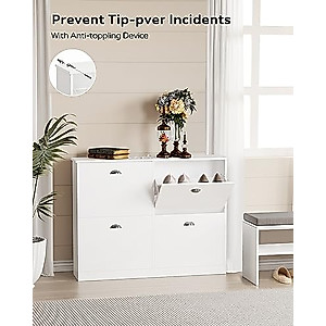MIRROTOWEL Shoe Cabinet,Hidden Slim Narrow Shoe Rack Cabinet with 4 Drawers for Entryway, Foyer,Hallway,Bedroom,White