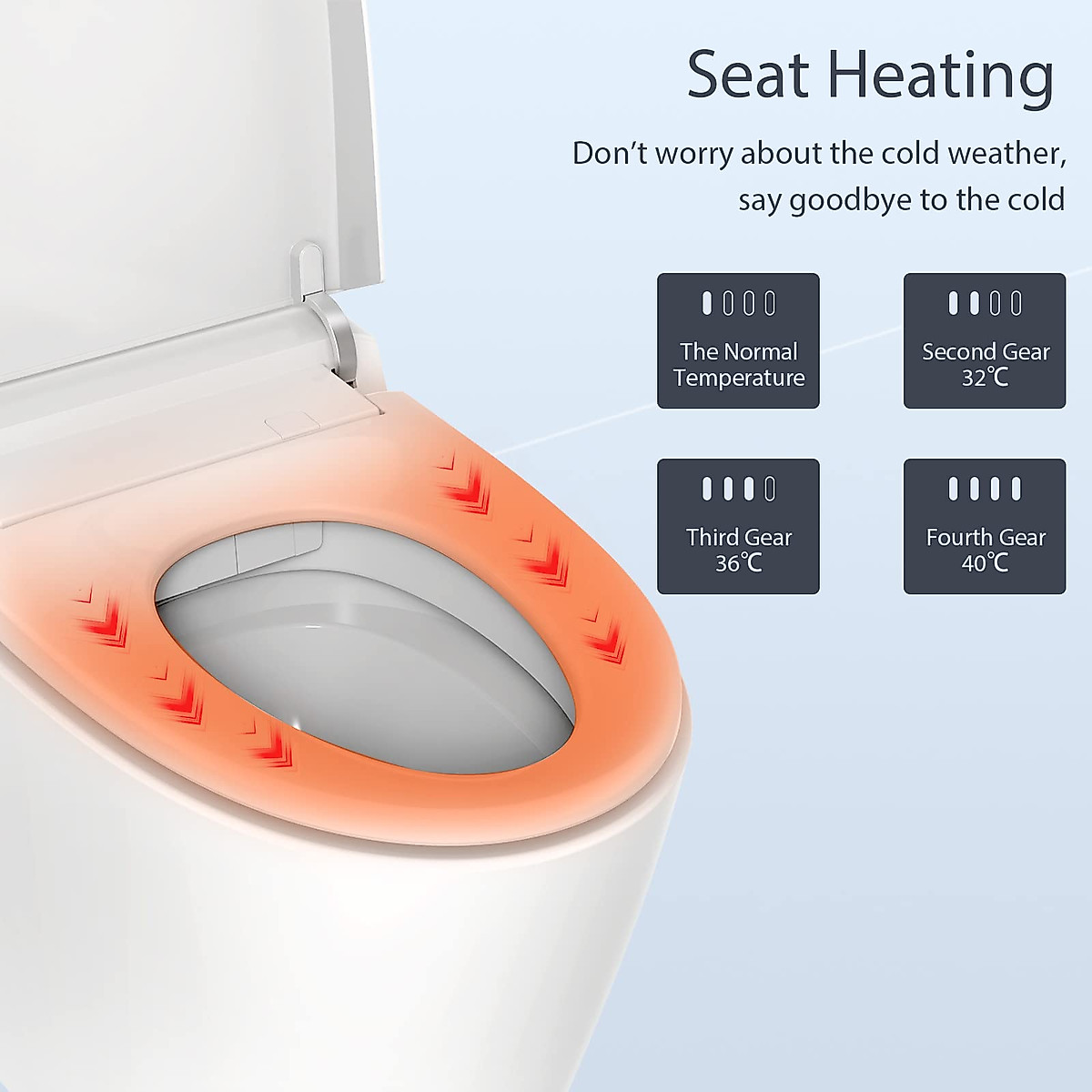 Merax Smart Toilet, One Piece Bidet Toilet for Bathrooms, U-Shaped LED Light Automatic Flush with Auto Open/Close Lid, Remote Control/Foot Sensor/Night Light T162A