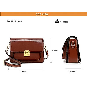 LL LOPPOP Small Retro Split Genuine Leather Crossbody Shoulder Bag for Women, Clutch Square Purses Handbags with Two Adjustable Straps 204204