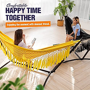 Zupapa Hammock with Stand 2 Person Heavy Duty, Portable Hammock with Stand for Camping and Outdoor, Adjustable Steel Hammock Stand and Double Hammock with Carrying Bag, 550 LBS Capacity.