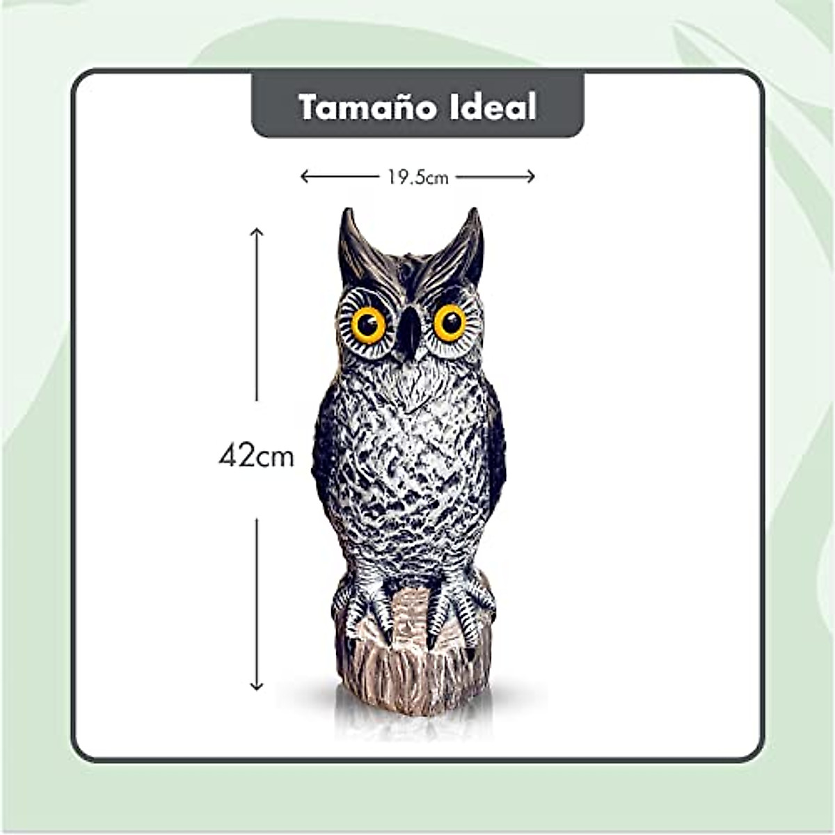 Bird Blinder Owl Decoy (16.5 Inch Tall) Natural Enemy Bird Deterrent, Great Horned Owl to Keep Birds Away - Owl Decor to Protect Gardens from Wildlife - Scarecrow for Outdoors or Indoors