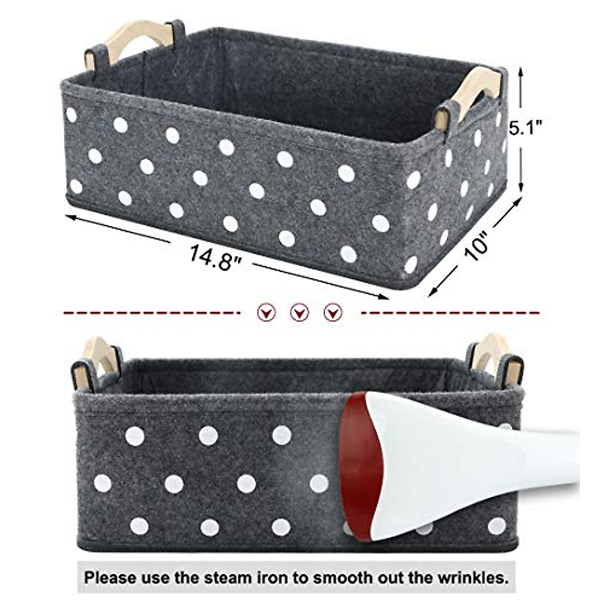 Oubra Small Baskets for Shelves Felt Fabric Storage Baskets for Closet Decorative Collapsible Baskets for organizing Clothes, Toys, Books, Empty Gift Basket