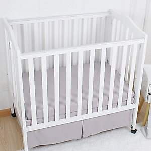 CaSaJa Microfiber 3 Pack Mini Portable Crib Sheets, Pack N Play Sheets with Comfy Napping Surface for Baby, Silky Soft Playard Playpen Sheets Set, Fits 24" x 38", Green + Light Grey + White