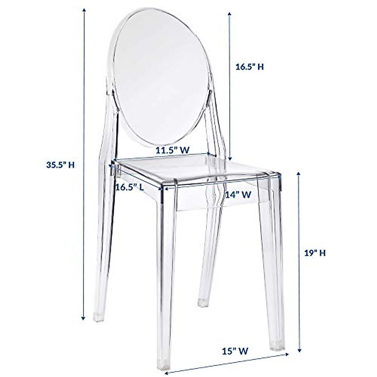 Modway Casper Modern Acrylic Stacking Kitchen and Dining Room Chair in Clear - Fully Assembled