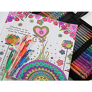 96 Color Artist Gel Pen Set, PU LEATHER TRAVEL CASE AND 48 MATCHING COLOR REFILLS INCLUDED, 48 Ink Gel Pens 24 Glitter 12 Metallic 12 Neon for Adult Coloring Books Drawing Doodling Crafts Journaling