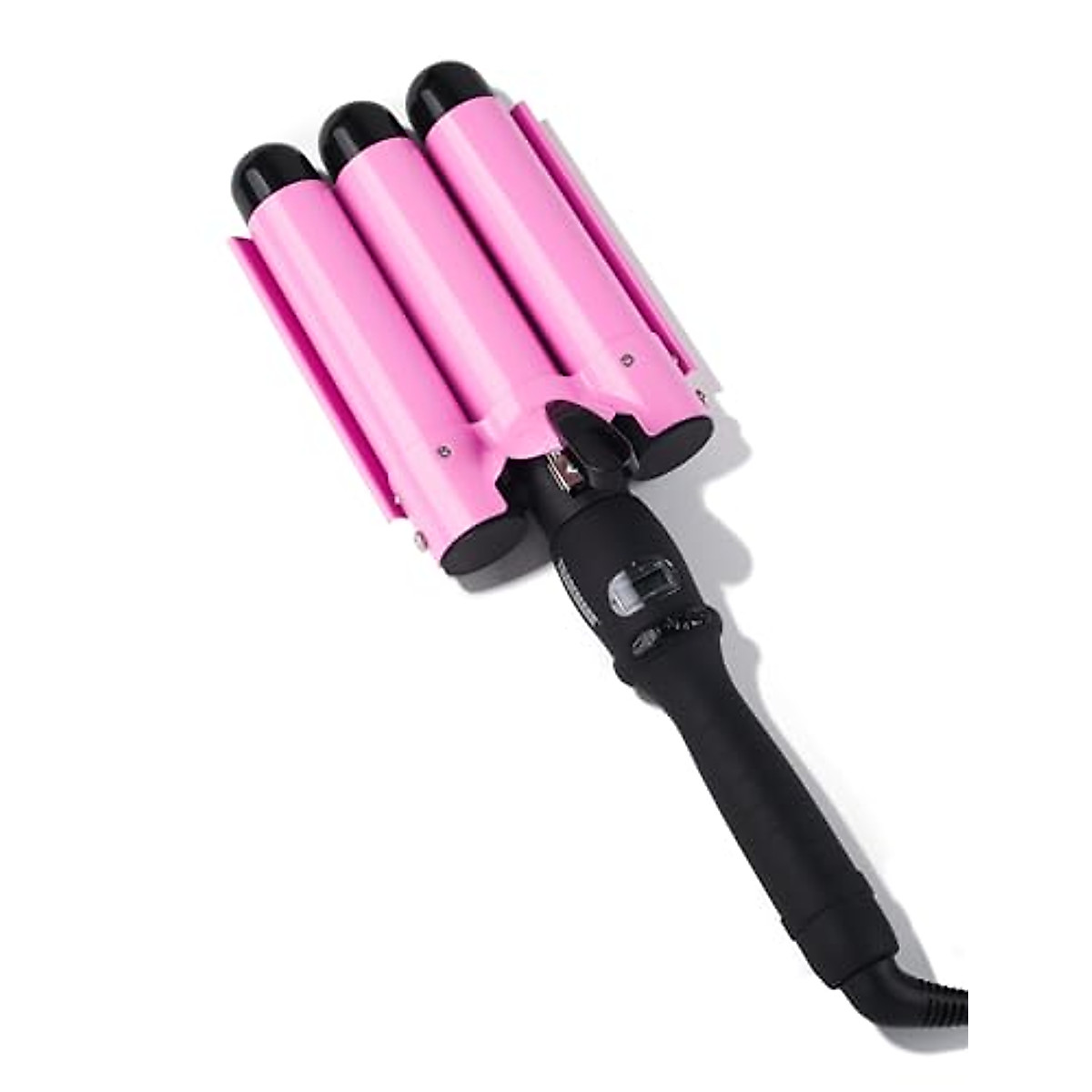 Trademark Beauty Babe Waves Jumbo -Three Barrel Hair Waver, Curling Iron, 1.25 Inch, Quick Heat, Adjustable Temperature Hair Curler - Pink